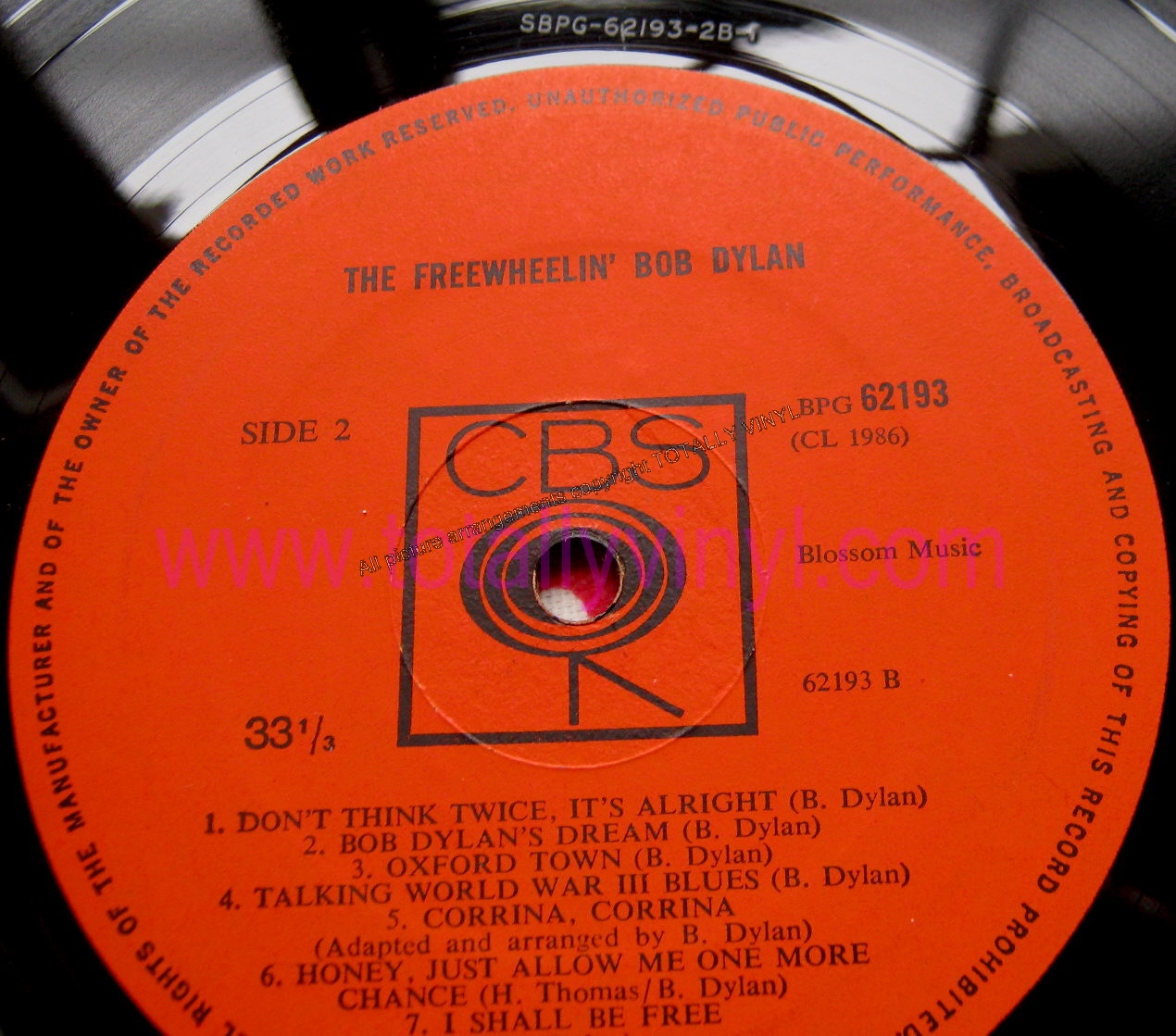 Totally Vinyl Records || Dylan, Bob - The freewheelin Bob Dylan LP Mispress