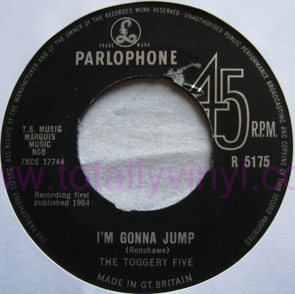 Totally Vinyl Records || Toggery Five, The - I'm gonna jump 7 inch Vinyl