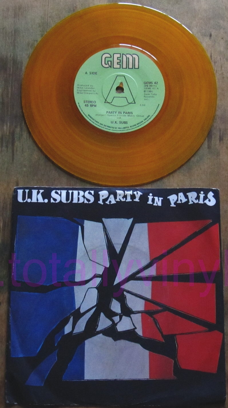 Totally Vinyl Records || U.K. Subs - Party in Paris 7 inch Coloured ...