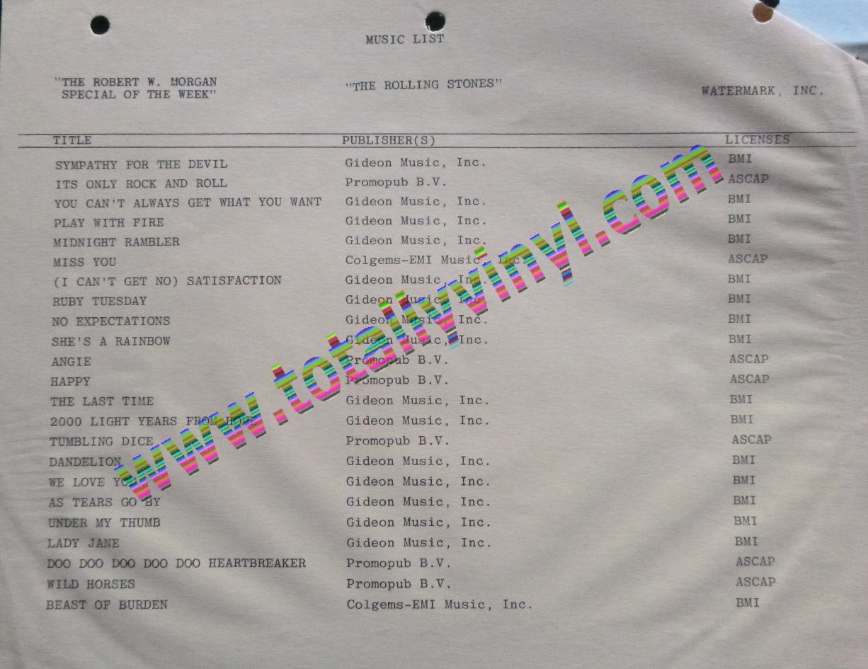Totally Vinyl Records || Rolling Stones, The - Robert W Morgan special ...