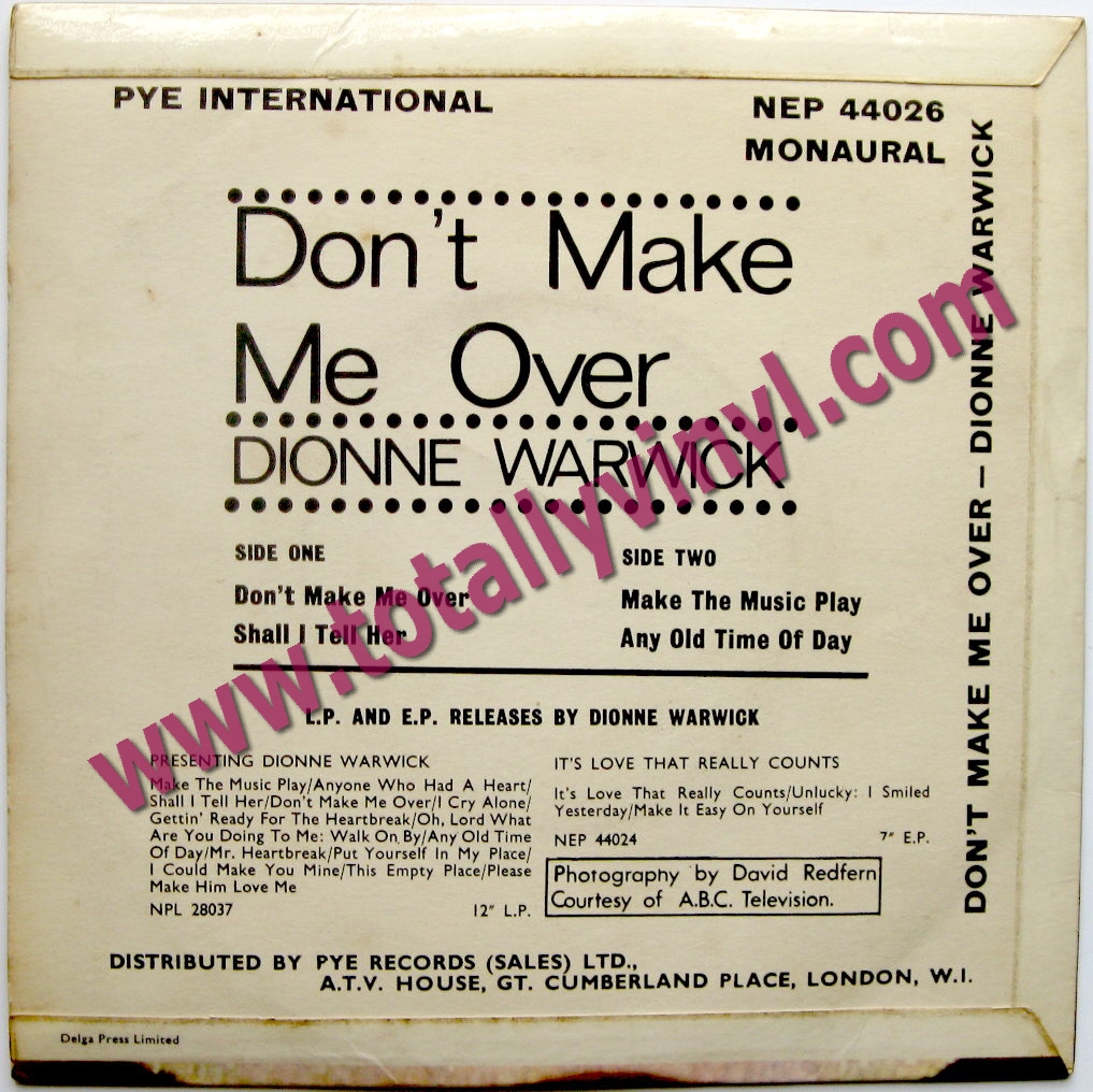 Totally Vinyl Records || Warwick, Dionne - EP: Don't make me over ...